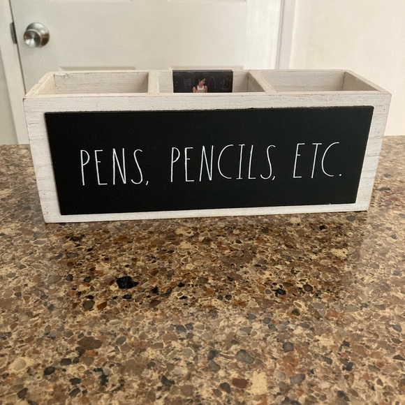 Rae Dunn | Office | New Rae Dunn Pens Pencils Etc Wood Desk Organizer ...